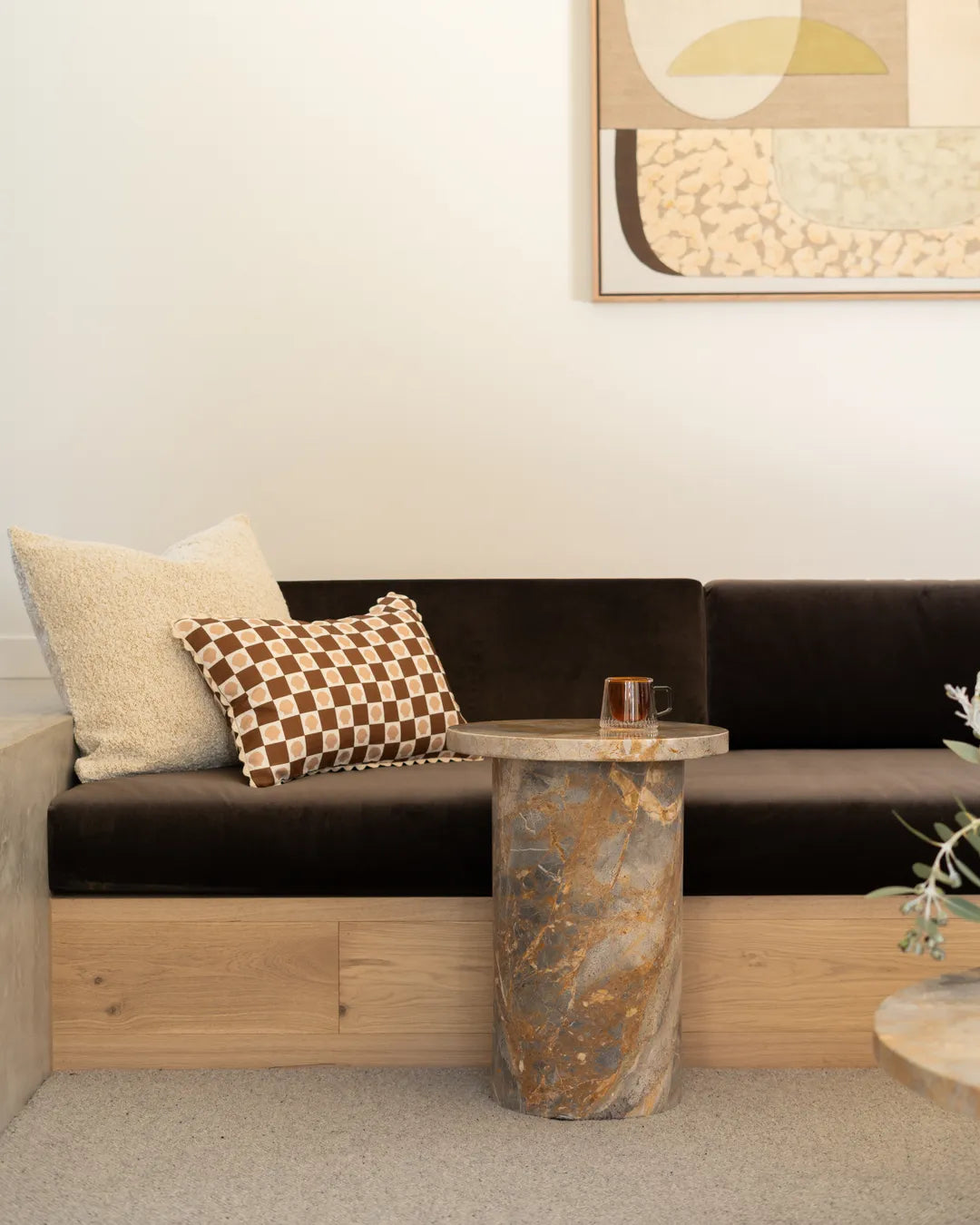 Buy Curve Marble Side Table - Earth Marble by RJ Living online - RJ Living