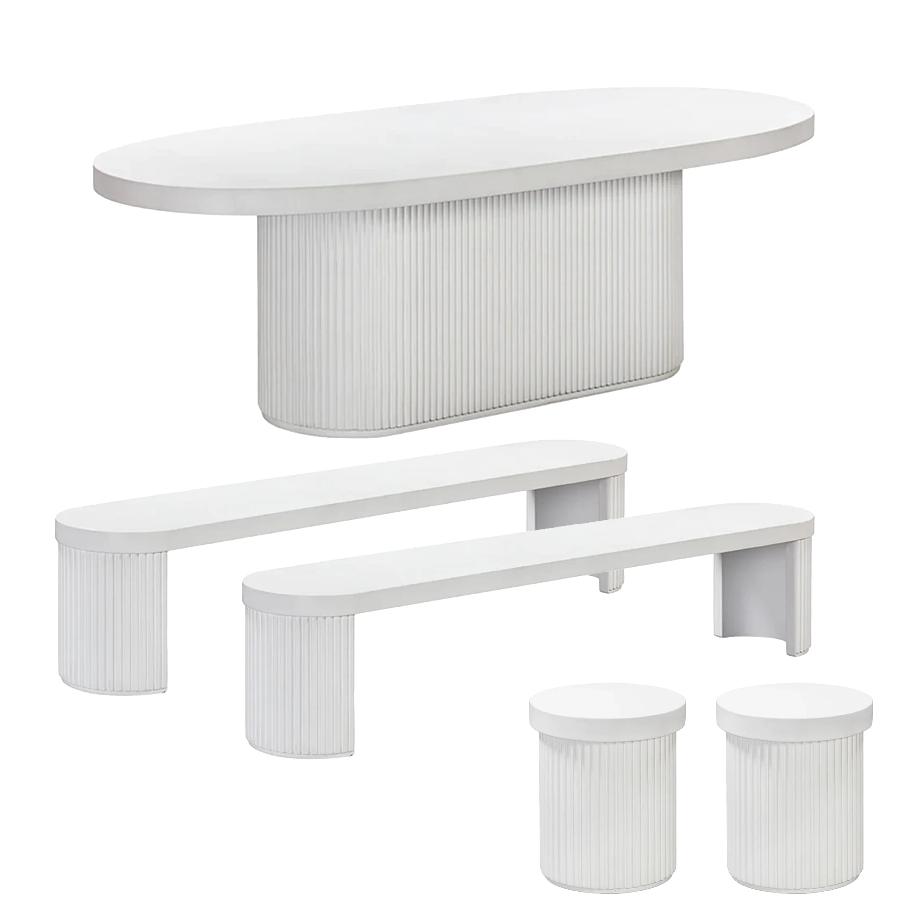 Buy Furrow Outdoor Dining Package 240cm - White Concrete by RJ Living ...