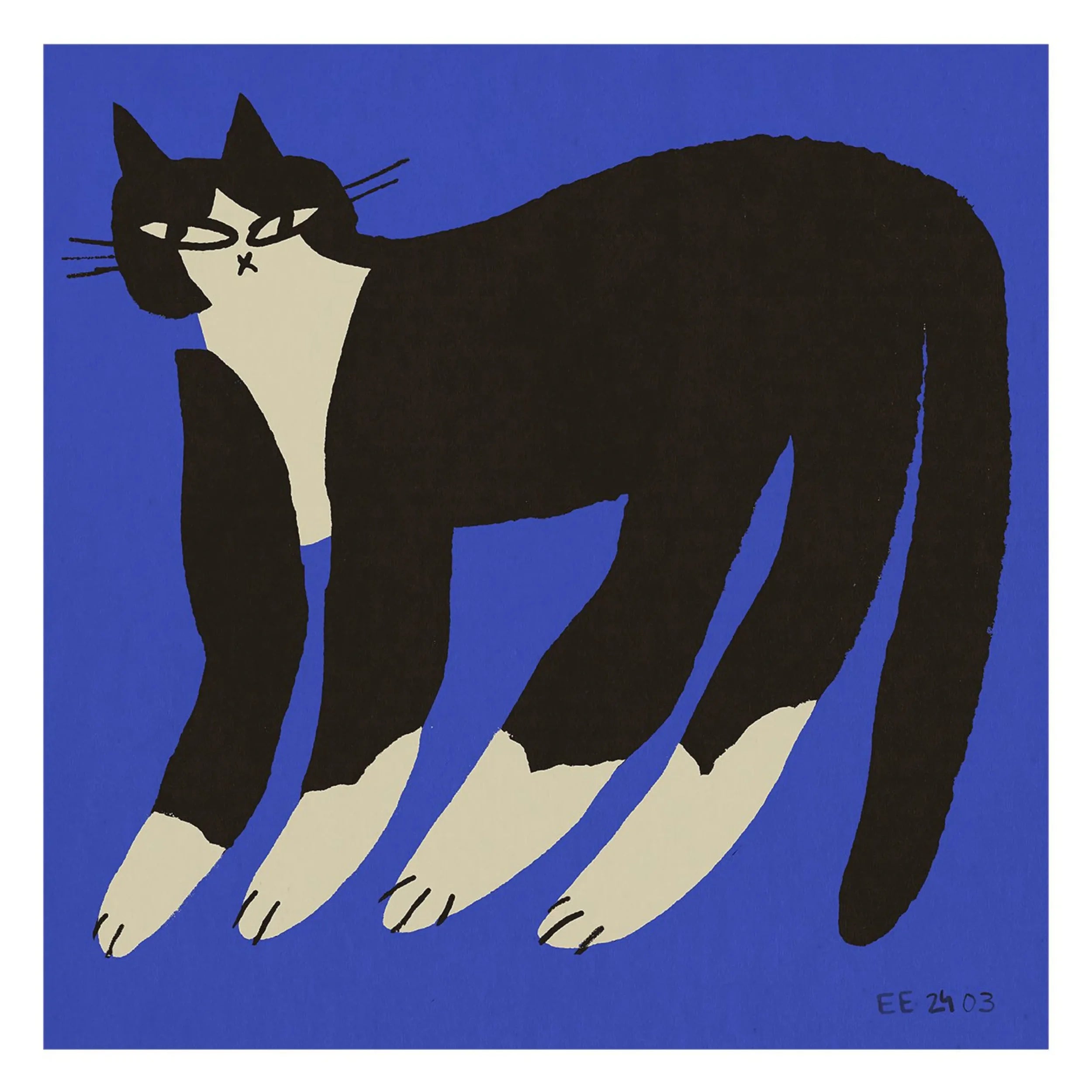 Buy Cat in Blue Print 70cm x 70cm by The Poster Club online - RJ Living