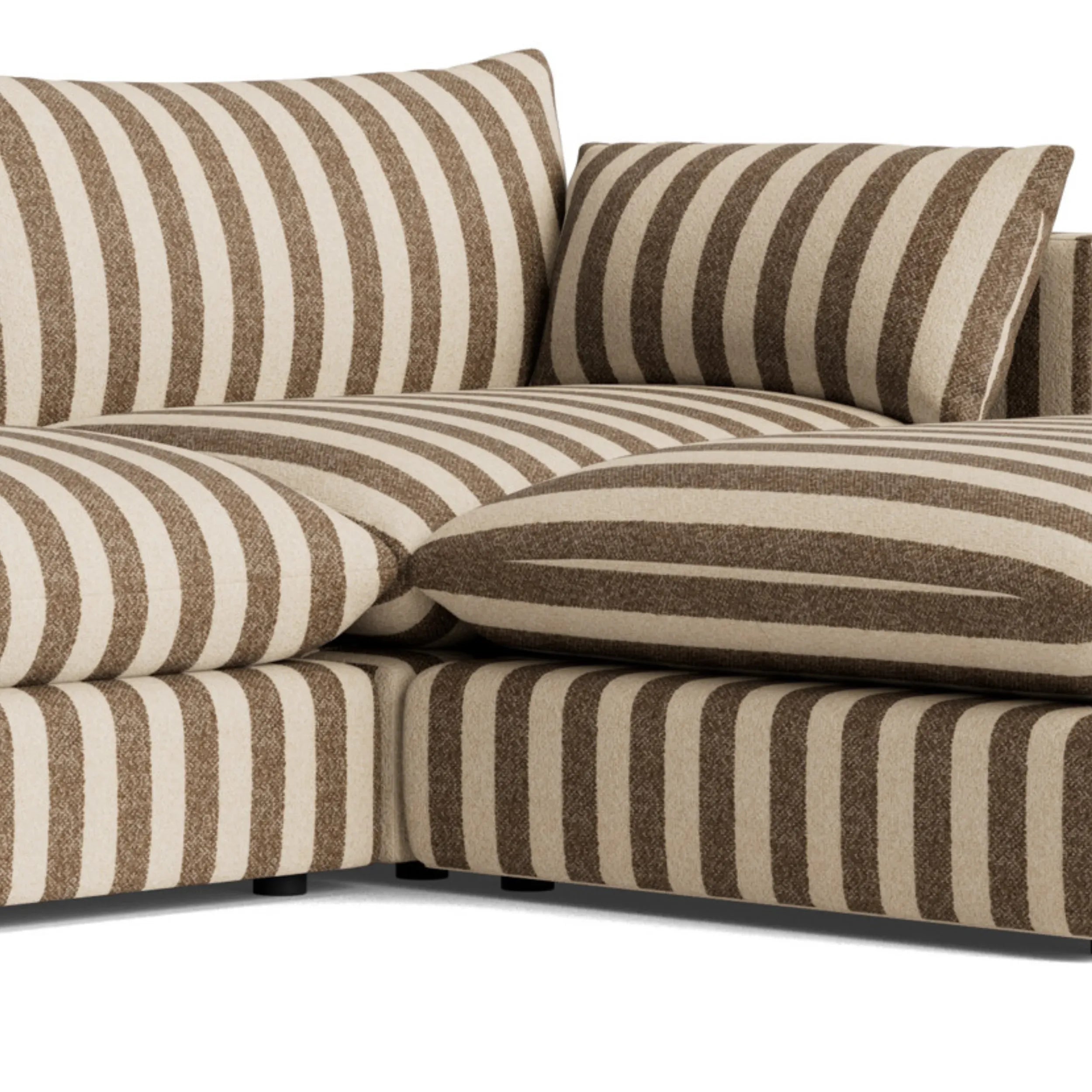 Buy Sidney Slipcover 4 Seater Chaise Sofa - Marnie Coconut Stripe by RJ ...