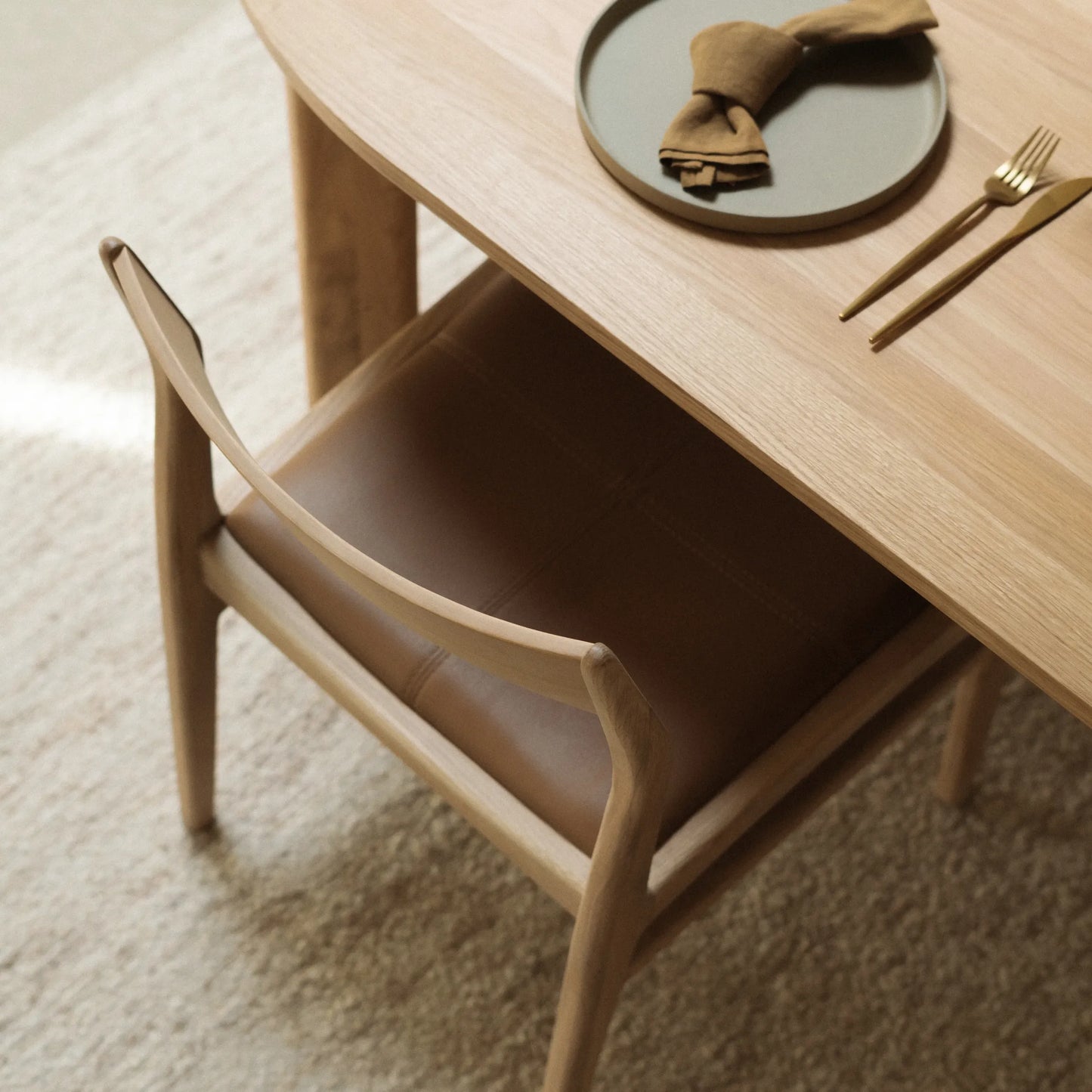 Buy Eclipse Dining Chair - Oak / Tan Leather by RJ Living online - RJ ...