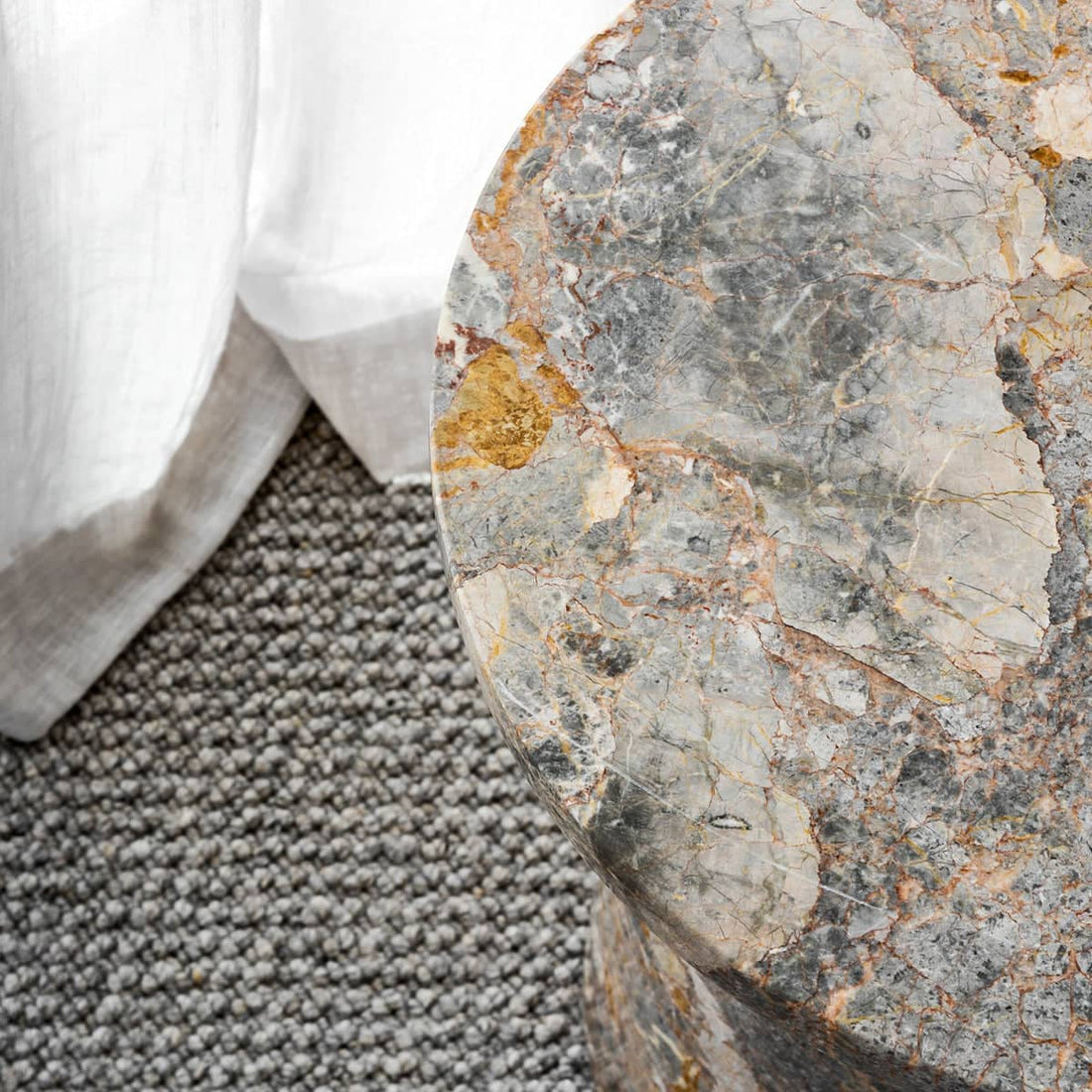Buy Curve Marble Side Table - Earth Marble by RJ Living online - RJ Living